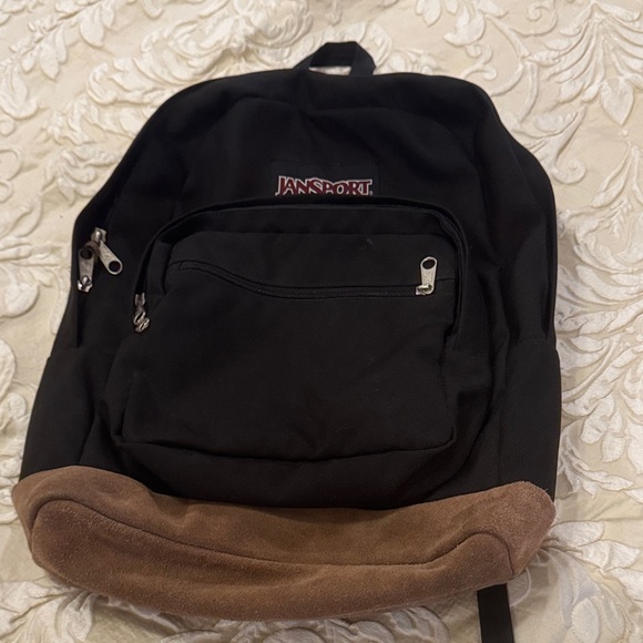 Jansport | Bags | Jansport Classic Black And Tan Suede Bottom Backpack ...